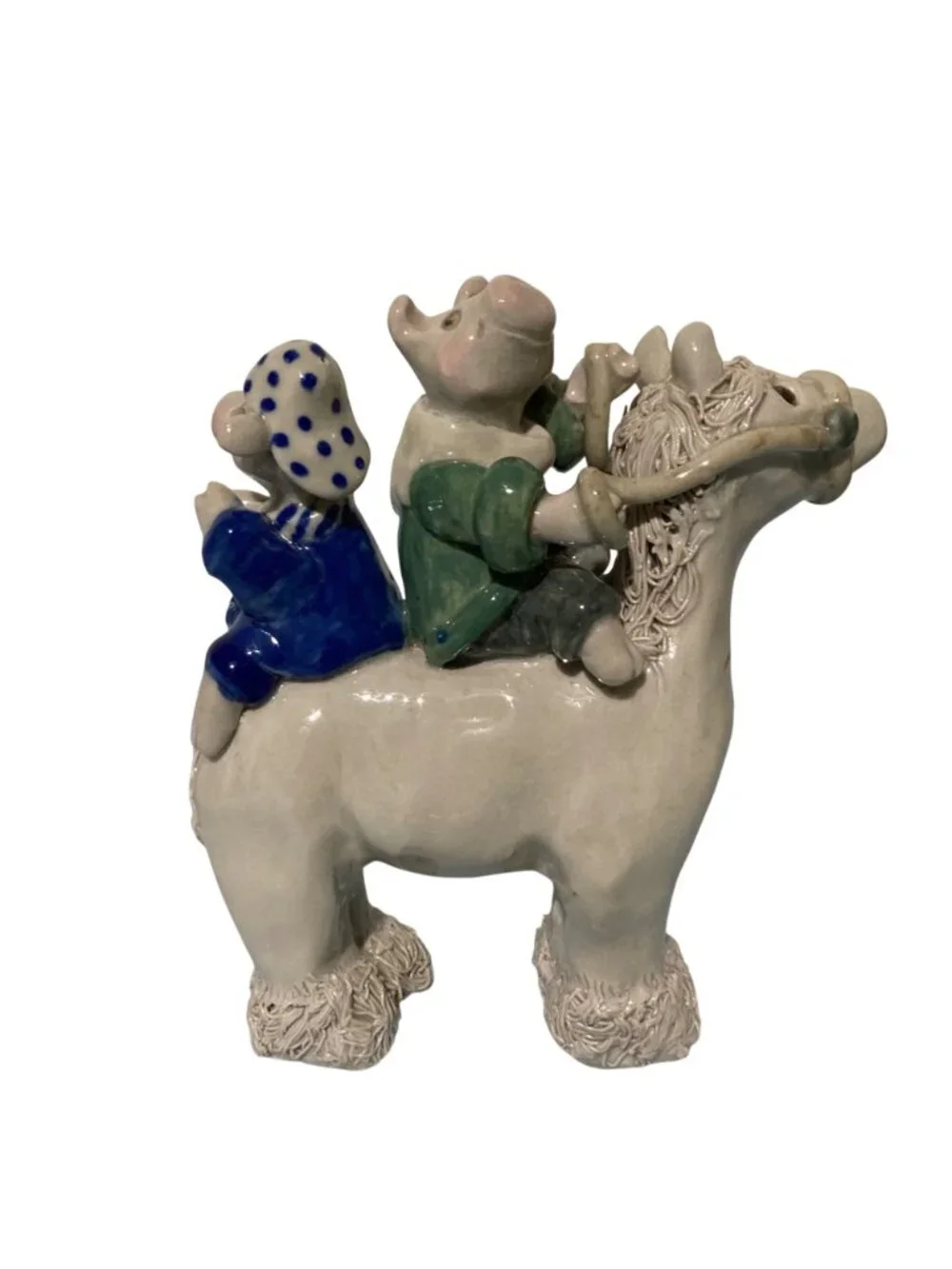 Handmade | Accents | Whimsical Pottery Figurine Of Two Pigs Riding A ...